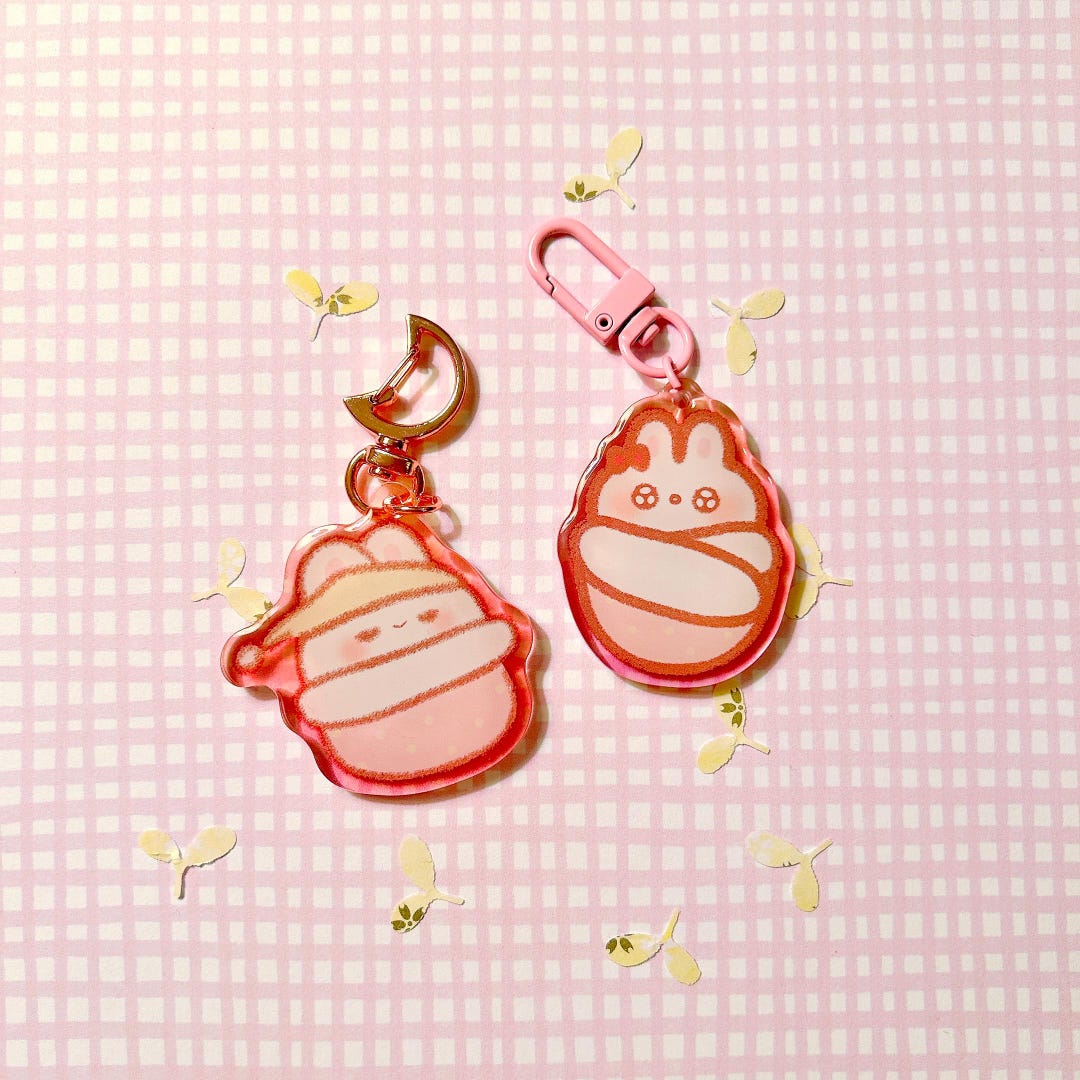 Eepy Bunny Pink Series Acrylic Charms With Epoxy Finish double-sided - Etsy
