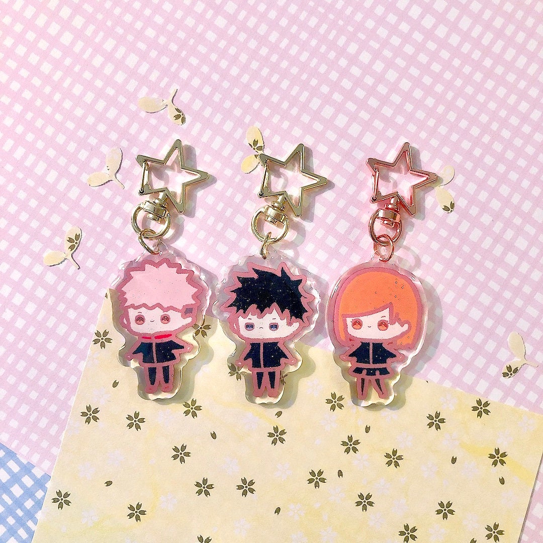 Curse Trio Acrylic Charms With Glitter Epoxy Finish double-sided - Etsy