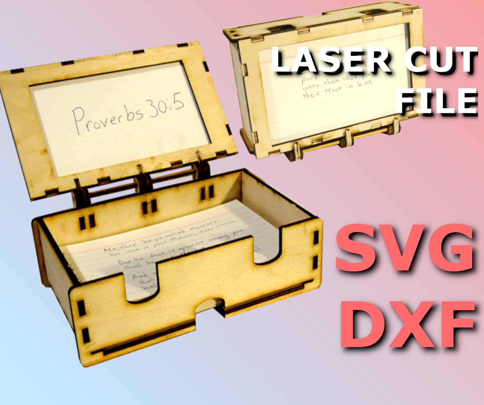 Bible Memory Verse / Quote Box (laser Cut File) | Fits 3x5 Index Cards ...