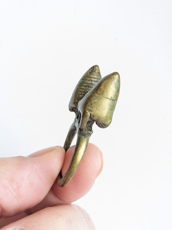Mali/Dogon Brass Double Cone Ring - Gem