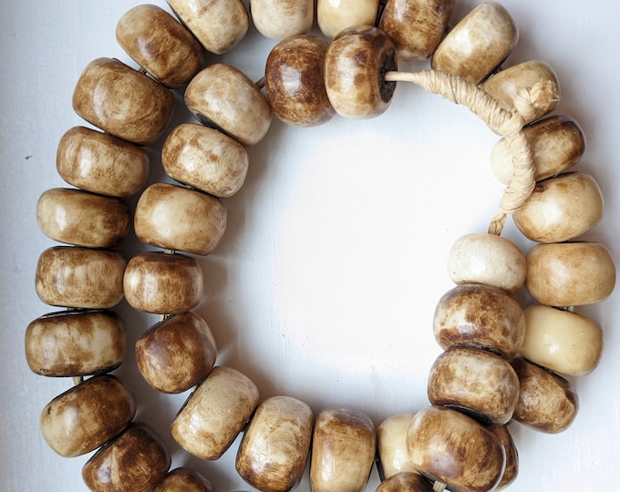 Strand of Handsome Large Vintage Kenyan Bone Beads - Light Brown - Etsy
