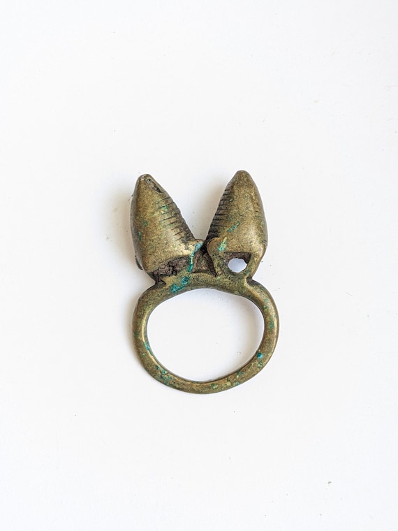 Mali/Dogon Brass Double Cone Ring - Gem