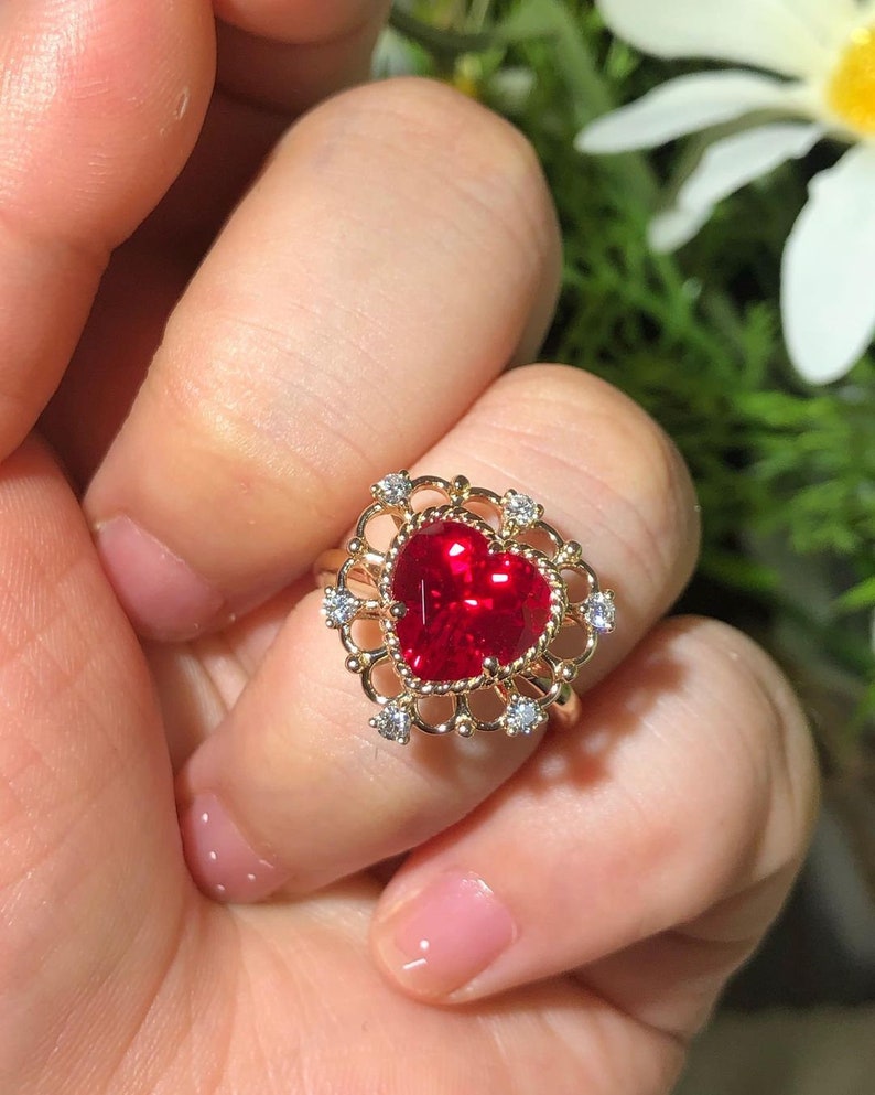 Red Spinel Ring for Her Vintage Spinel Ring Spinel Cocktail - Etsy