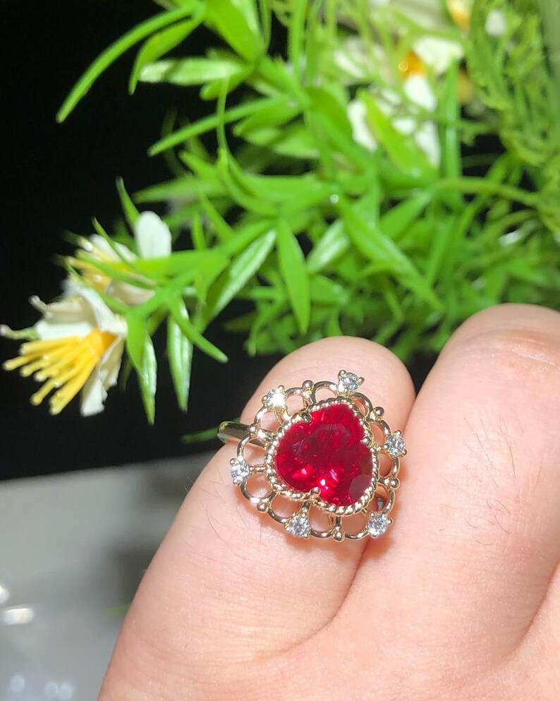 Red Spinel Ring for Her Vintage Spinel Ring Spinel Cocktail - Etsy