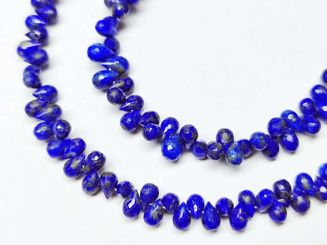 Lapis Lazuli Side Drilled Tear Drops Faceted Briolette Beads | 4'inch ...