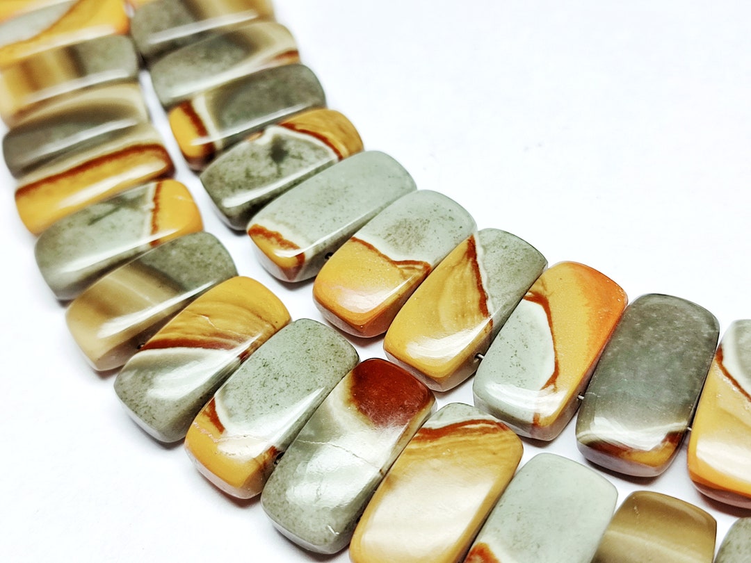 Polychrome Jasper Stone Beads - Double Drill Rectangular 20x10x5mm ...