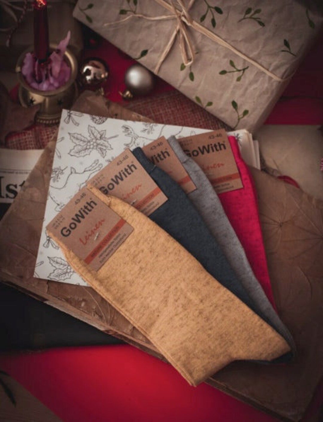 Mens Linen Socks, 4 Pairs Pack, Natural Cotton and Linen Blend Seamless ...