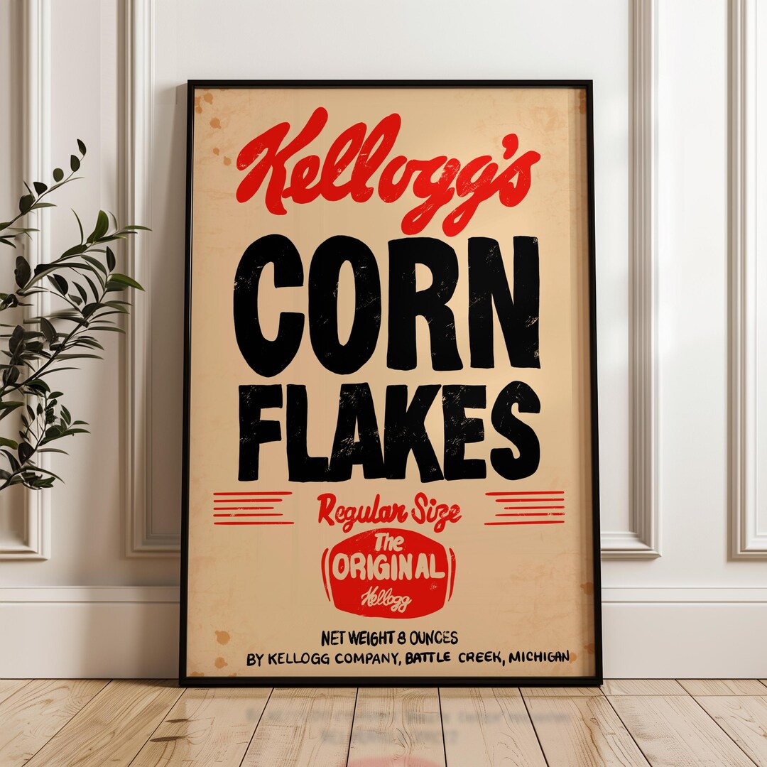 Vintage Retro Wall Art, Cereal Box Poster - Funny Wall Print, Retro ...