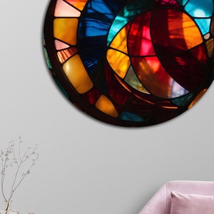 Stained Glass Colorful Whirlpool Eye Stylish Round Circle Glass Wall ...