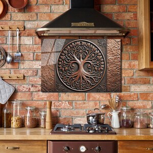 Tree of Life Backsplash, Tempered Glass Kitchen Backsplash, Custom ...