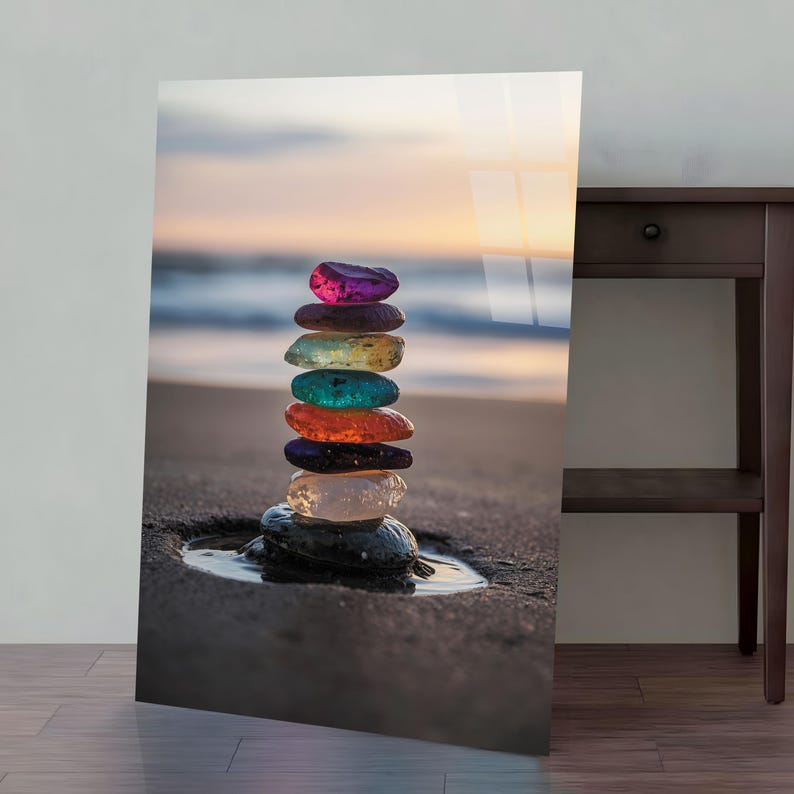 Zen Stones Tempered Glass Wall Art - Beach Decor - Etsy