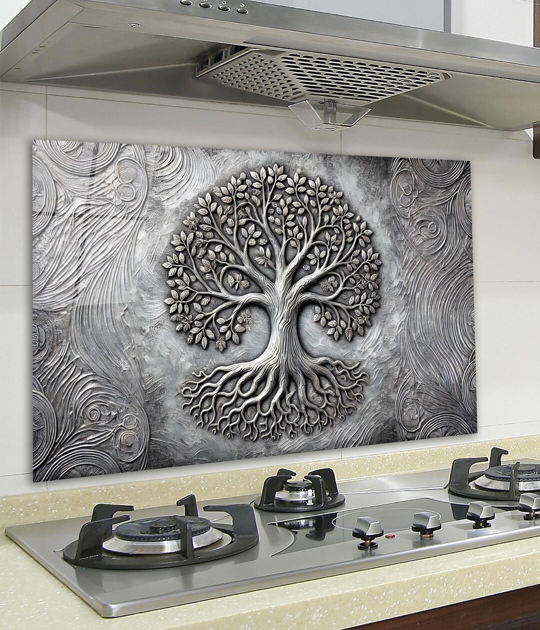 Tree of Life Backsplash, Tempered Glass Kitchen Backsplash, Custom ...