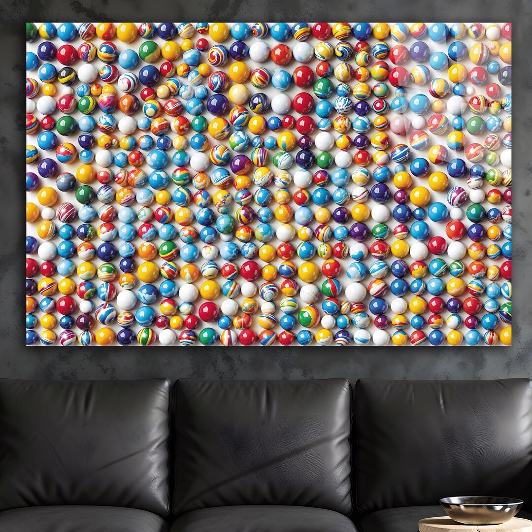 Colorful Marble Balls Tempered Glass Wall Art, Extra Large Print - Etsy