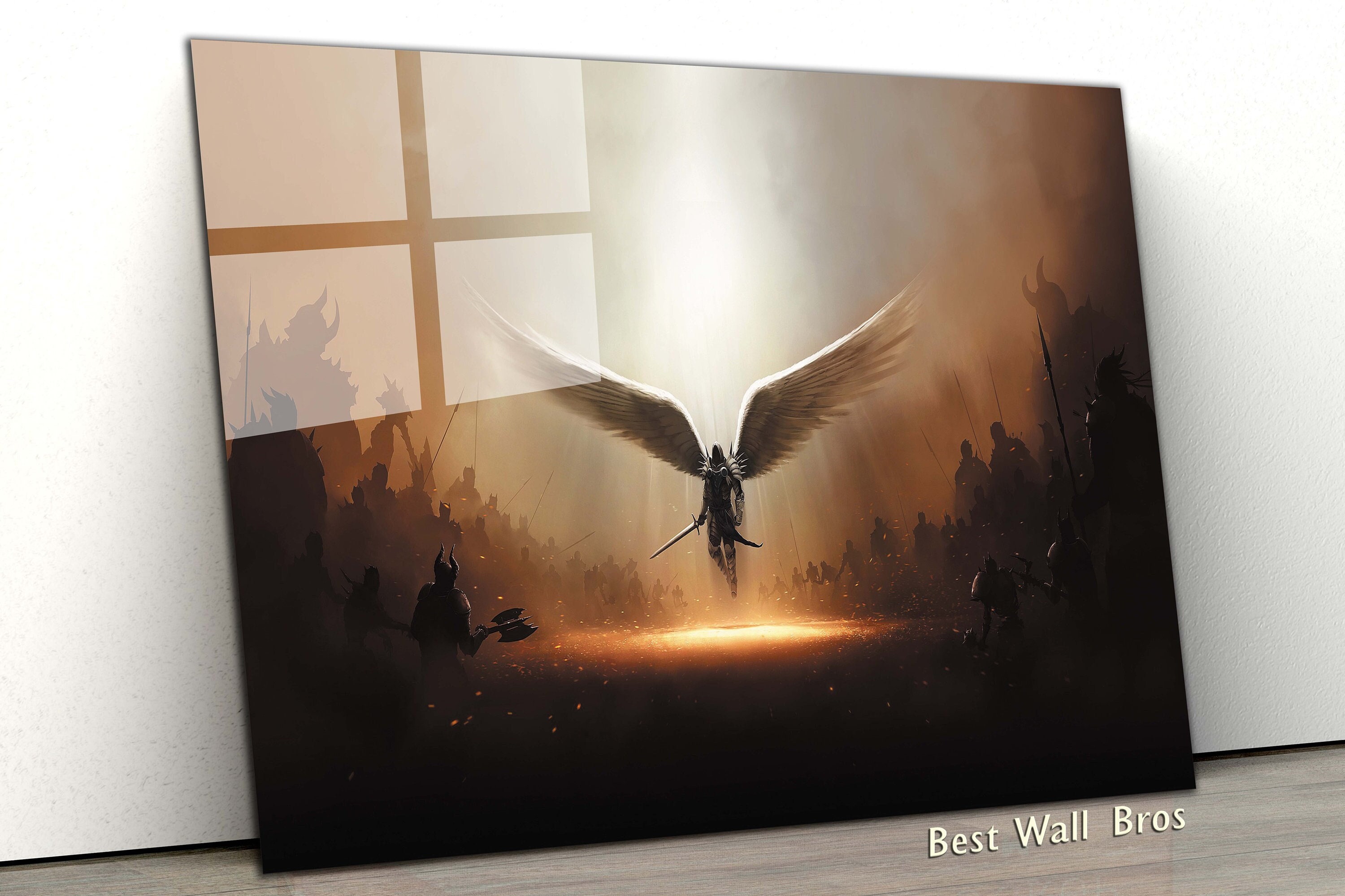 Archangel Michael , Warrior Angel Glass Wall Art, Archangel Glass Print Art, Glass Wall Decor ...