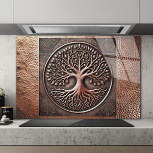 Tree of Life Backsplash, Tempered Glass Kitchen Backsplash, Custom ...