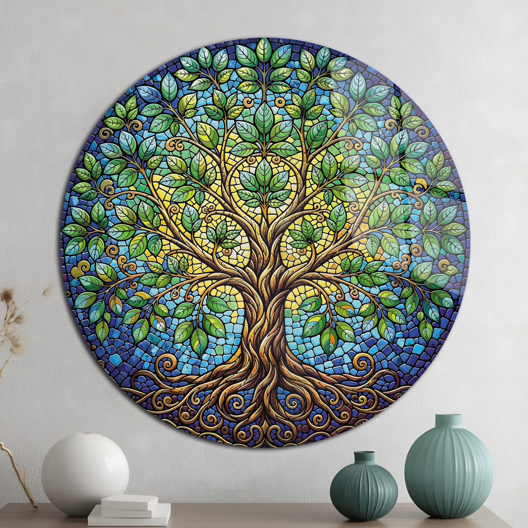 Tempered Glass Tree of Life Wall Art | Stained Pattern Decor - Etsy