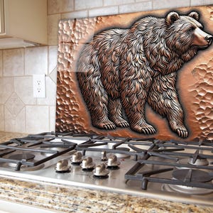 Copper Look Bear Backsplash, Tempered Glass Kitchen Backsplash, Custom ...