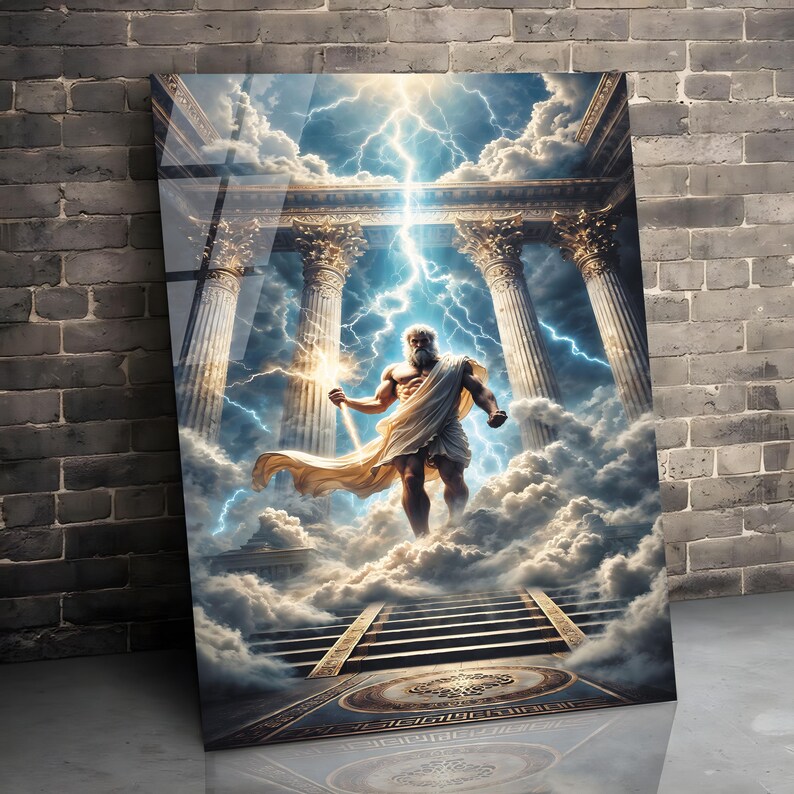 Zeus Greek God Tempered Glass Wall Art, Mythology Decor - Etsy