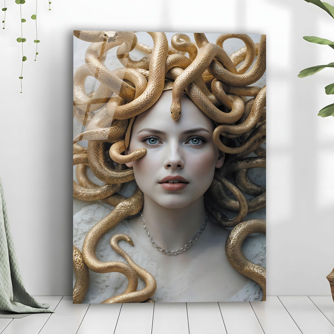 Medusa Glass Wall Art: Modern Living Room Decor - Etsy