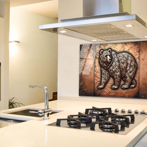 Copper Look Bear Backsplash, Tempered Glass Kitchen Backsplash, Custom ...