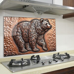 Copper Look Bear Backsplash, Tempered Glass Kitchen Backsplash, Custom ...