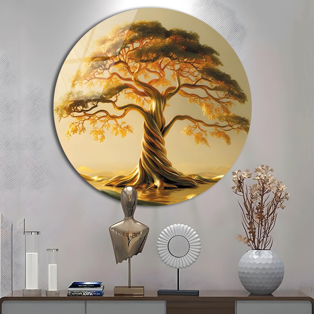 Gold Money Tree Wall Decor, Feng Shui Abundance Richness Wealth Theme ...