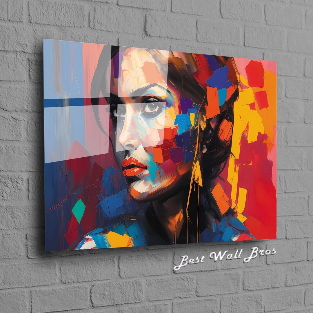 Tempered Glass Wall Art Abstract Hanging Decor Gold Woman Natural and ...