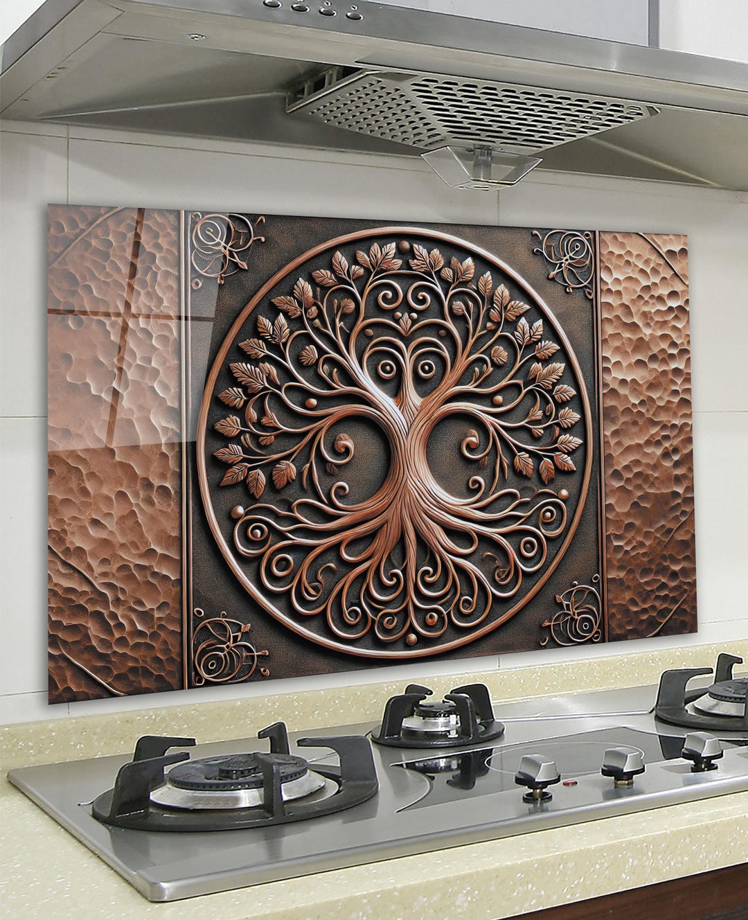 Tree of Life Backsplash, Tempered Glass Kitchen Backsplash, Custom ...
