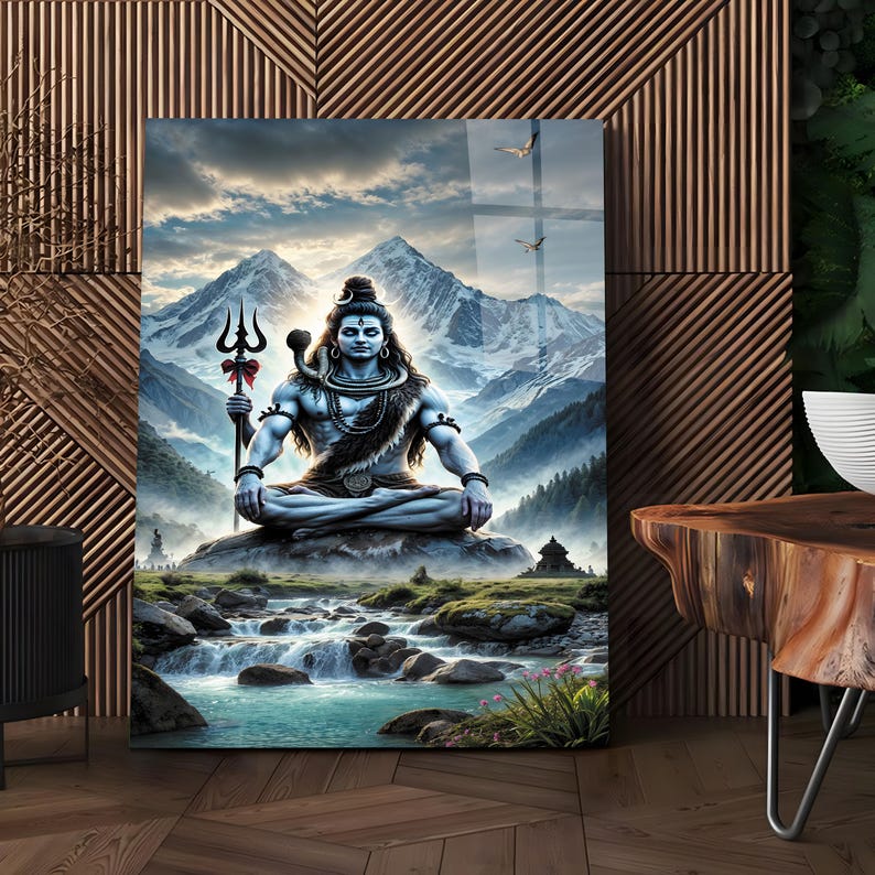 Lord Shiva Tempered Glass Wall Art, Hindu God Decor - Etsy