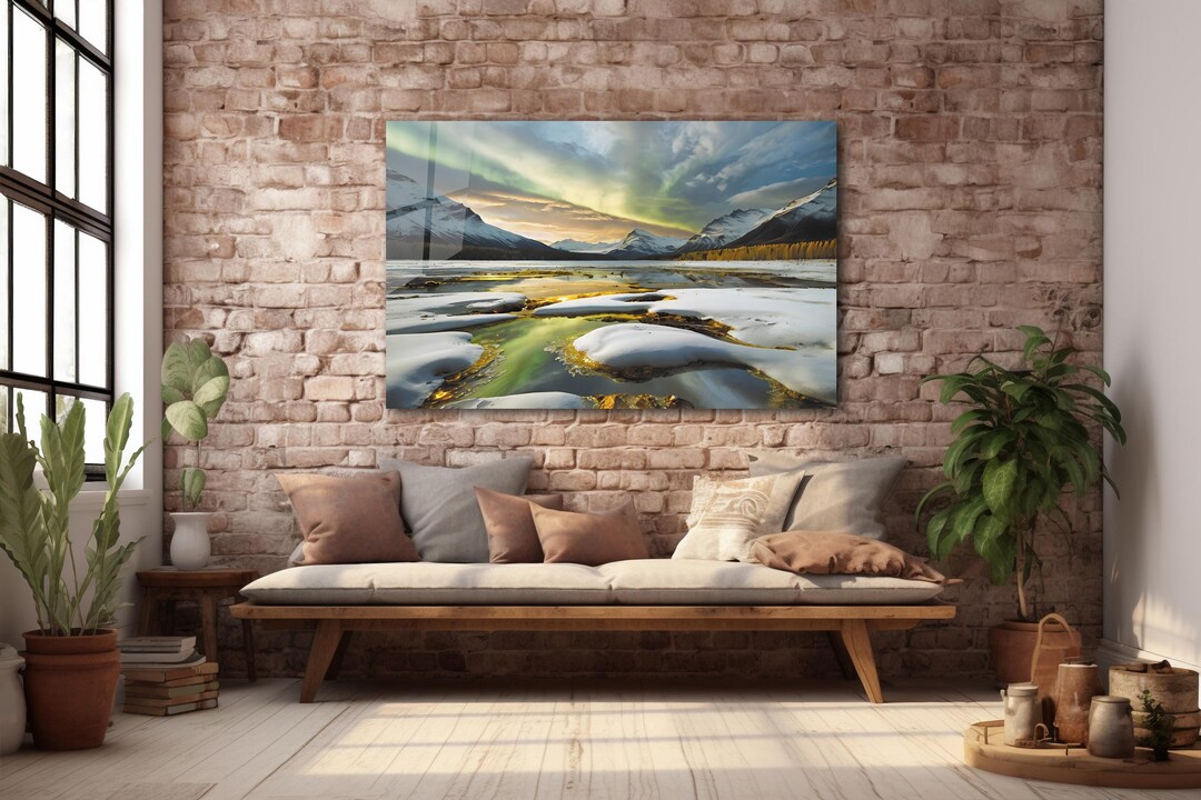 Mountain Snow Wall Art, Tempered Glass Art, Landscape Wall Art, Winter ...