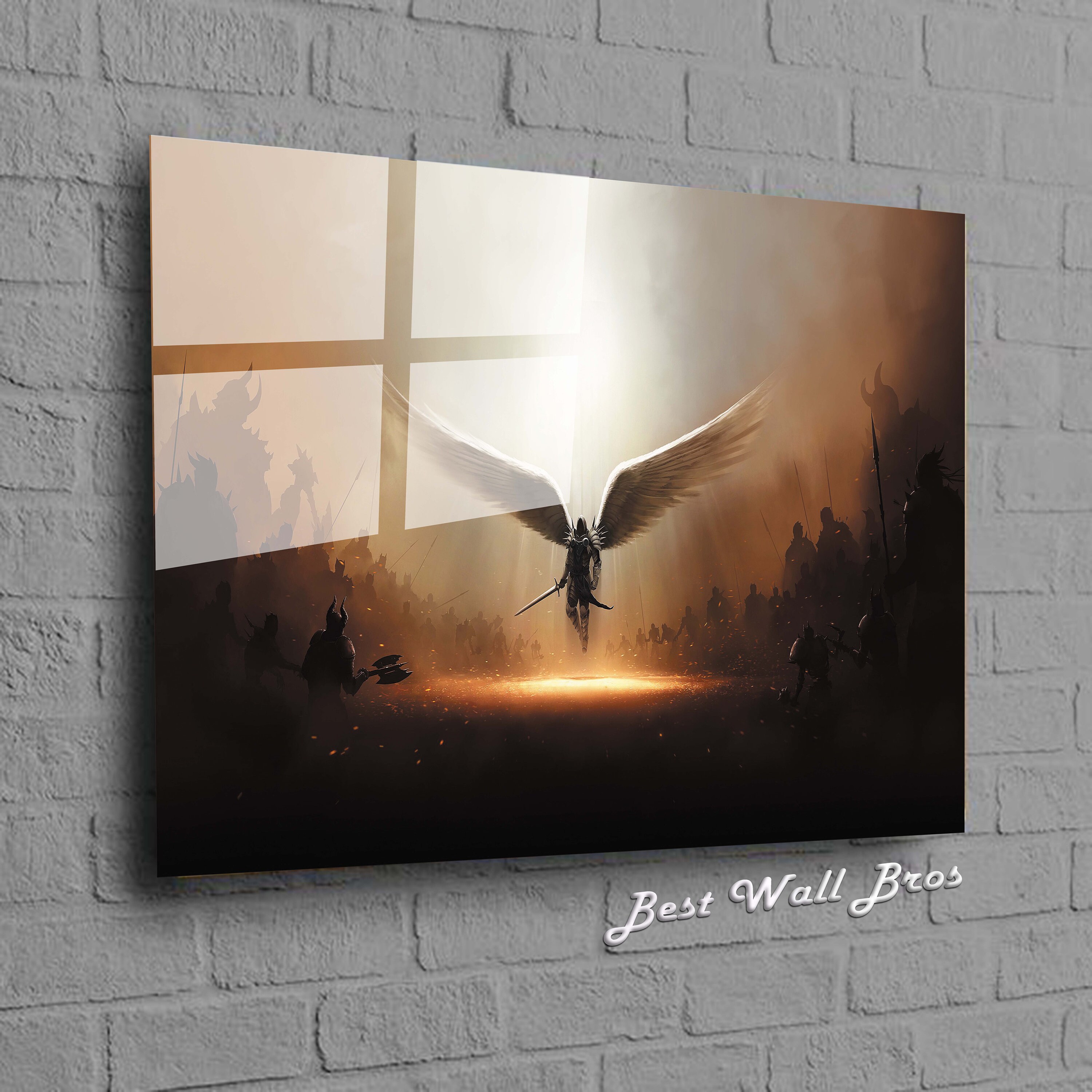 Archangel Michael , Warrior Angel Glass Wall Art, Archangel Glass Print Art, Glass Wall Decor ...