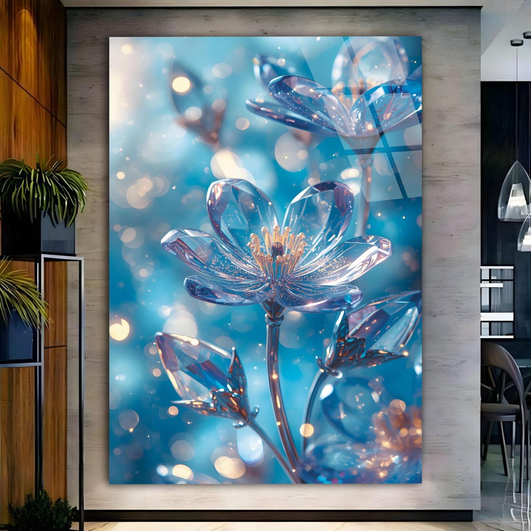 Modern Glass Wal Art, Glass Summer Flowers, Contemporary Art, Glass ...