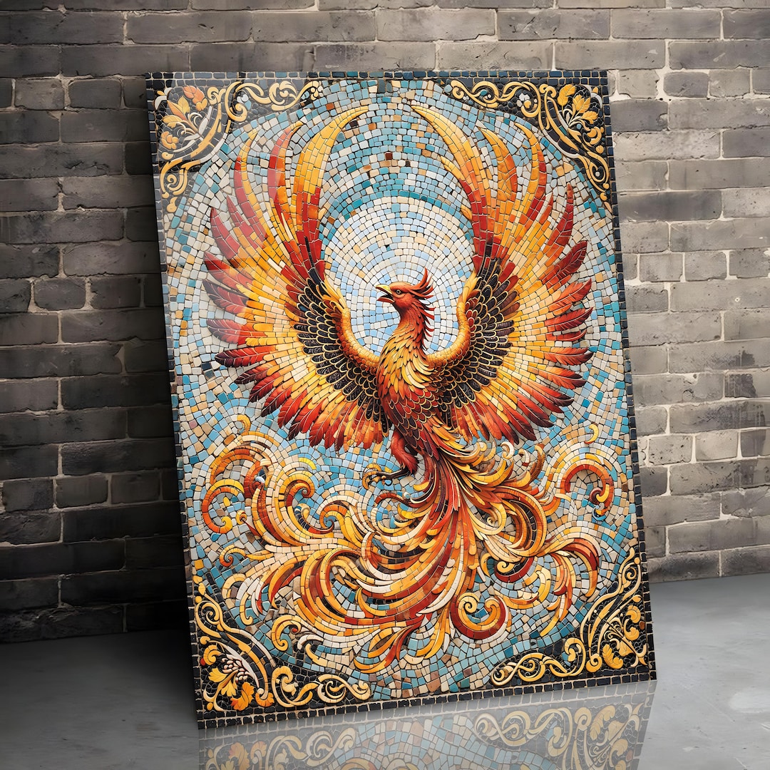 Phoenix Mosaic Wall Art Mythological Art Phoenix Wall Art Tempered ...