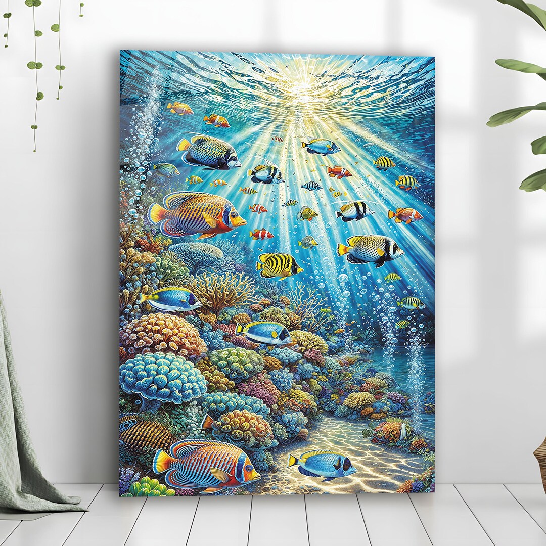 Tempered Glass Under Sea Wall Art Aquarium Wall Decor Glass Printing ...