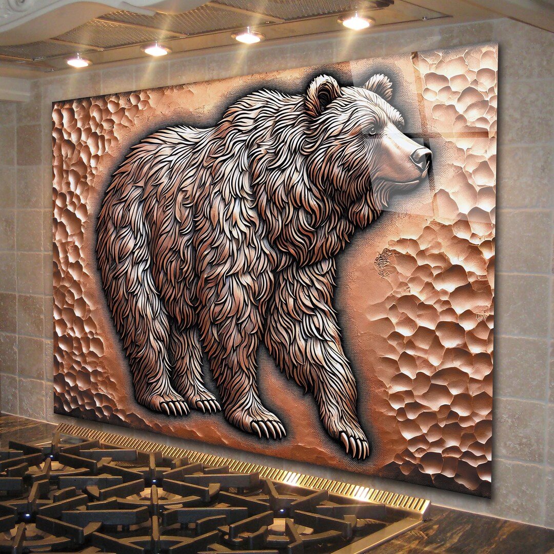 Copper Look Bear Backsplash, Tempered Glass Kitchen Backsplash, Custom ...