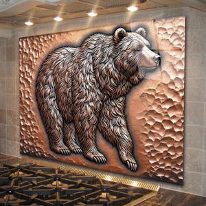 Copper Look Bear Backsplash, Tempered Glass Kitchen Backsplash, Custom ...