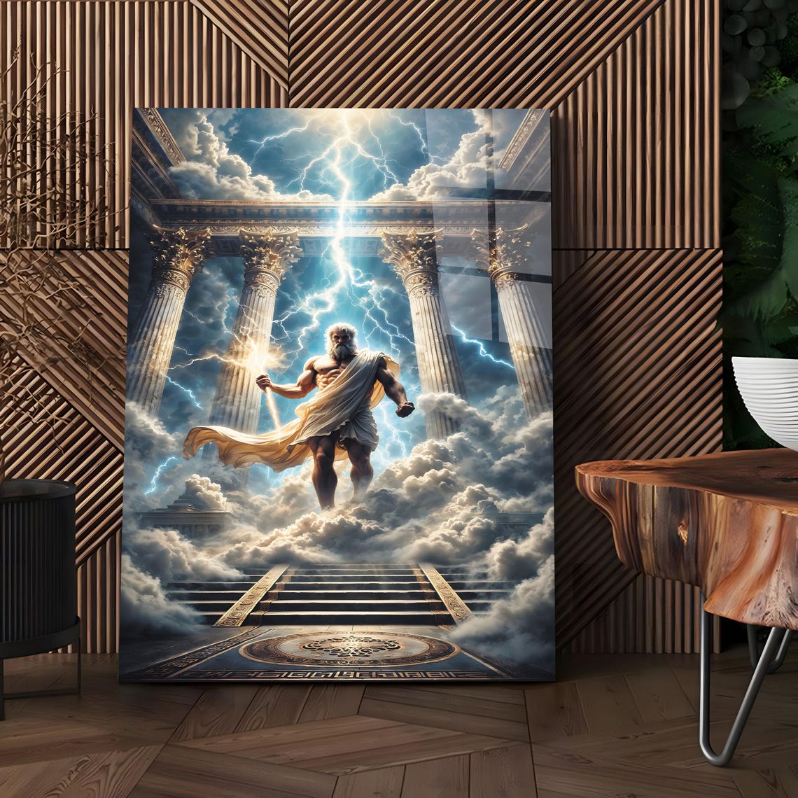 Zeus Greek God Tempered Glass Wall Art, Mythology Decor - Etsy