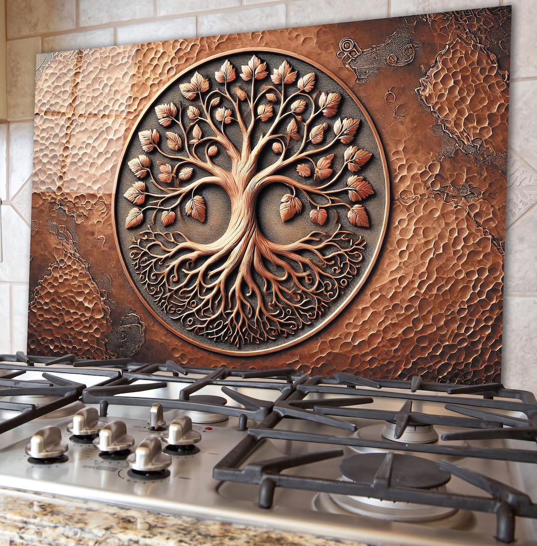 Tree of Life Backsplash, Tempered Glass Kitchen Backsplash, Custom ...