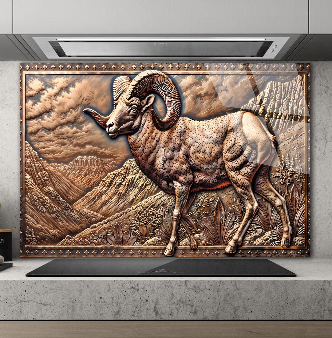 Copper Look American Sheep Backsplash, Tempered Glass Kitchen ...