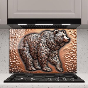 Copper Look Bear Backsplash, Tempered Glass Kitchen Backsplash, Custom ...
