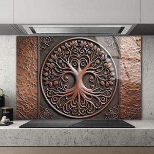 Tree of Life Backsplash, Tempered Glass Kitchen Backsplash, Custom ...
