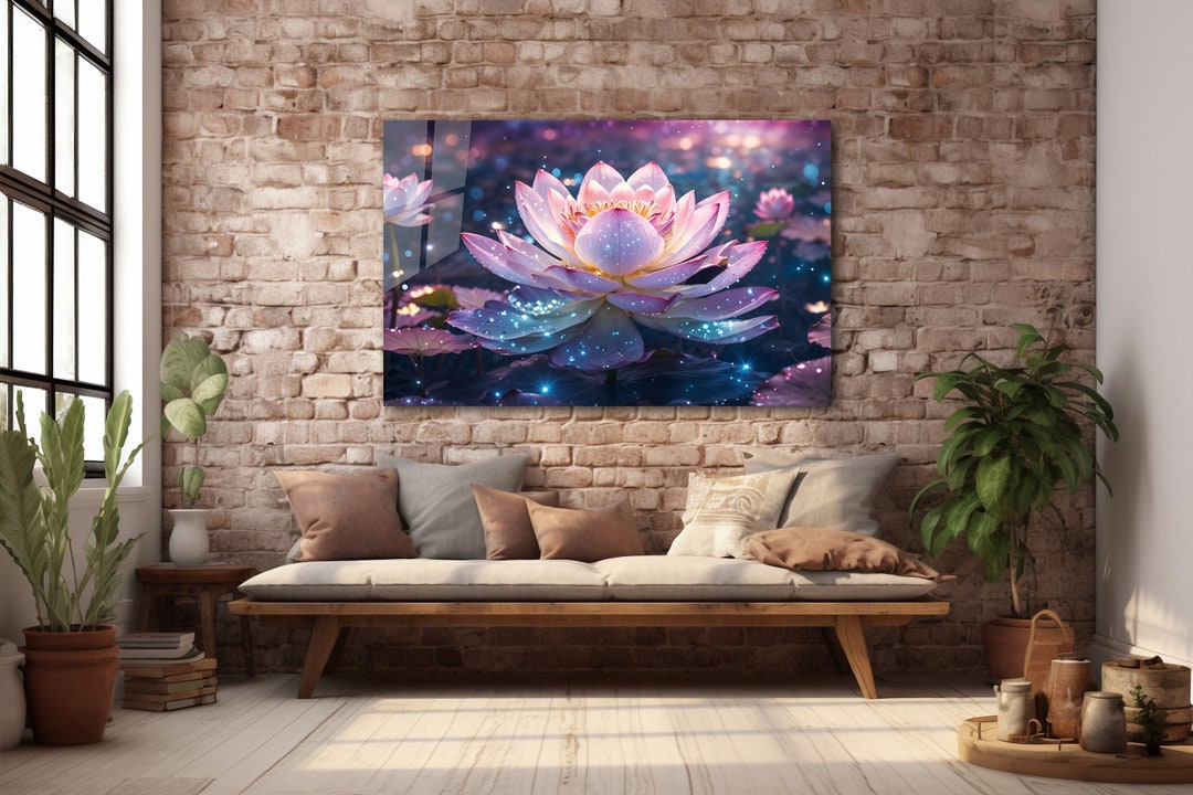 Lotus Flower Tempered Glass Wall Art, Large Glass Print - Etsy