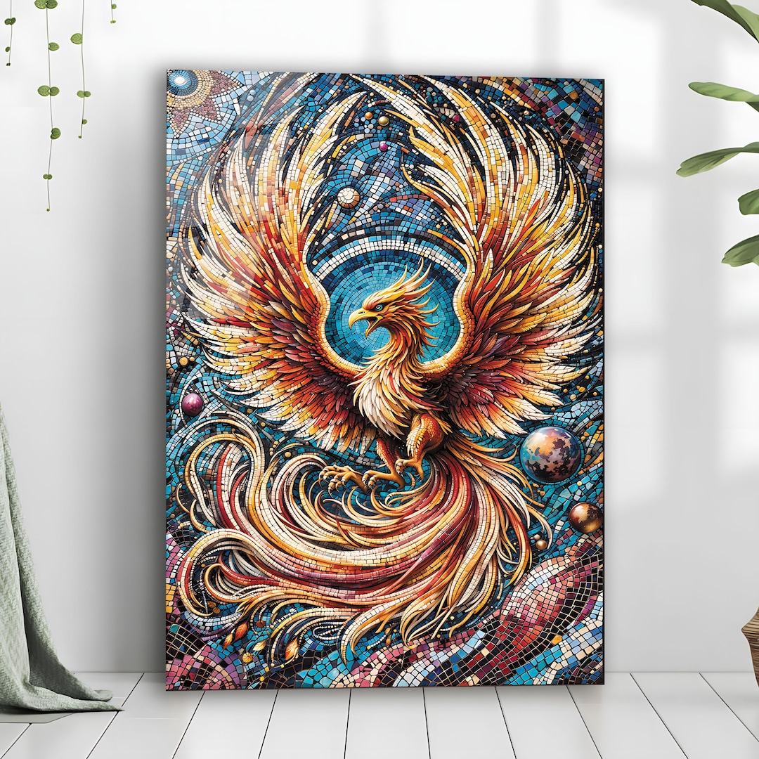 Phoenix Mosaic Wall Art Mythological Art Phoenix Wall Art Tempered ...