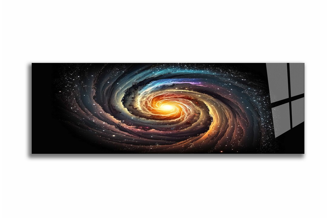 Galaxy Vortex Glass, Tempered Glass Wall Art, Panoramic Wall Art, Wall ...
