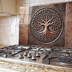 Tree of Life Backsplash, Tempered Glass Kitchen Backsplash, Custom ...