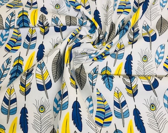 Blue Yellow Fabric | Etsy