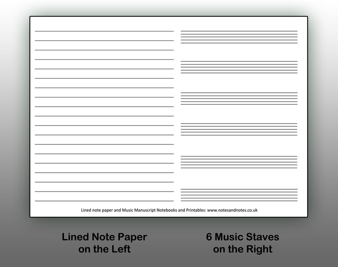 Printable Blank Sheet Music Paper and Lined Notes Manuscript Paper US ...