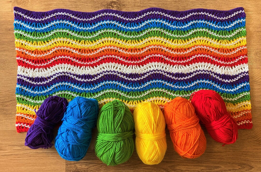 Rainbow Ripple Blanket Crochet Pattern/rainbow Afghan Crochet - Etsy