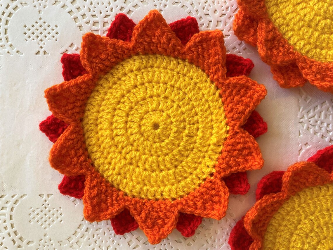 Sun Coaster Crochet Pattern/pdf File With Step by Step Photo - Etsy