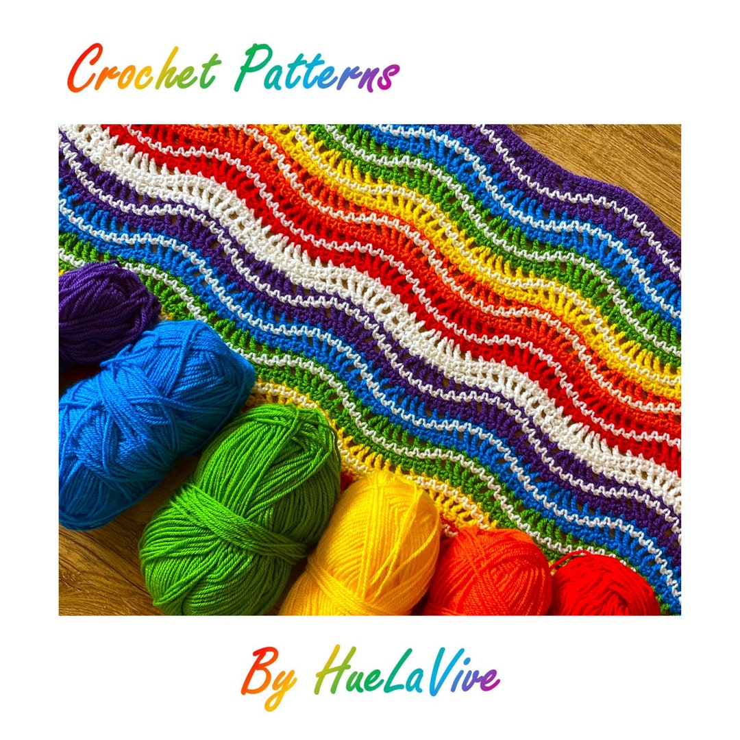Rainbow Ripple Blanket Crochet Pattern//ripple Rainbow Afghan Crochet ...